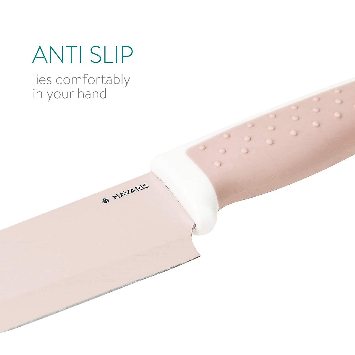 Navaris Knives and Peeler Set - 5 Stainless Steel Kitchen Knife & 1 Ceramic Blade Peeler - Pastel Colour Set with Bread Knife, Paring Knife and More