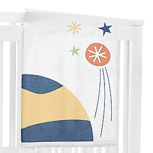 Sweet Jojo Designs Space Galaxy Boy Milestone Blanket Monthly Newborn First Year Growth Mat Baby Shower Memory Keepsake Gift Picture - Navy Blue Planets Star and Moon Rocket Ship Reach for The Stars