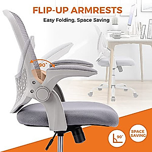 Office Chair, Home Office Chair Desk Chairs with Wheels, Ergonomic Office Chair Height Adjustable Computer Chair Mesh Office Chair Flip Up Arms,Swivel Rolling Chair Lumbar Support, Rock and Lock