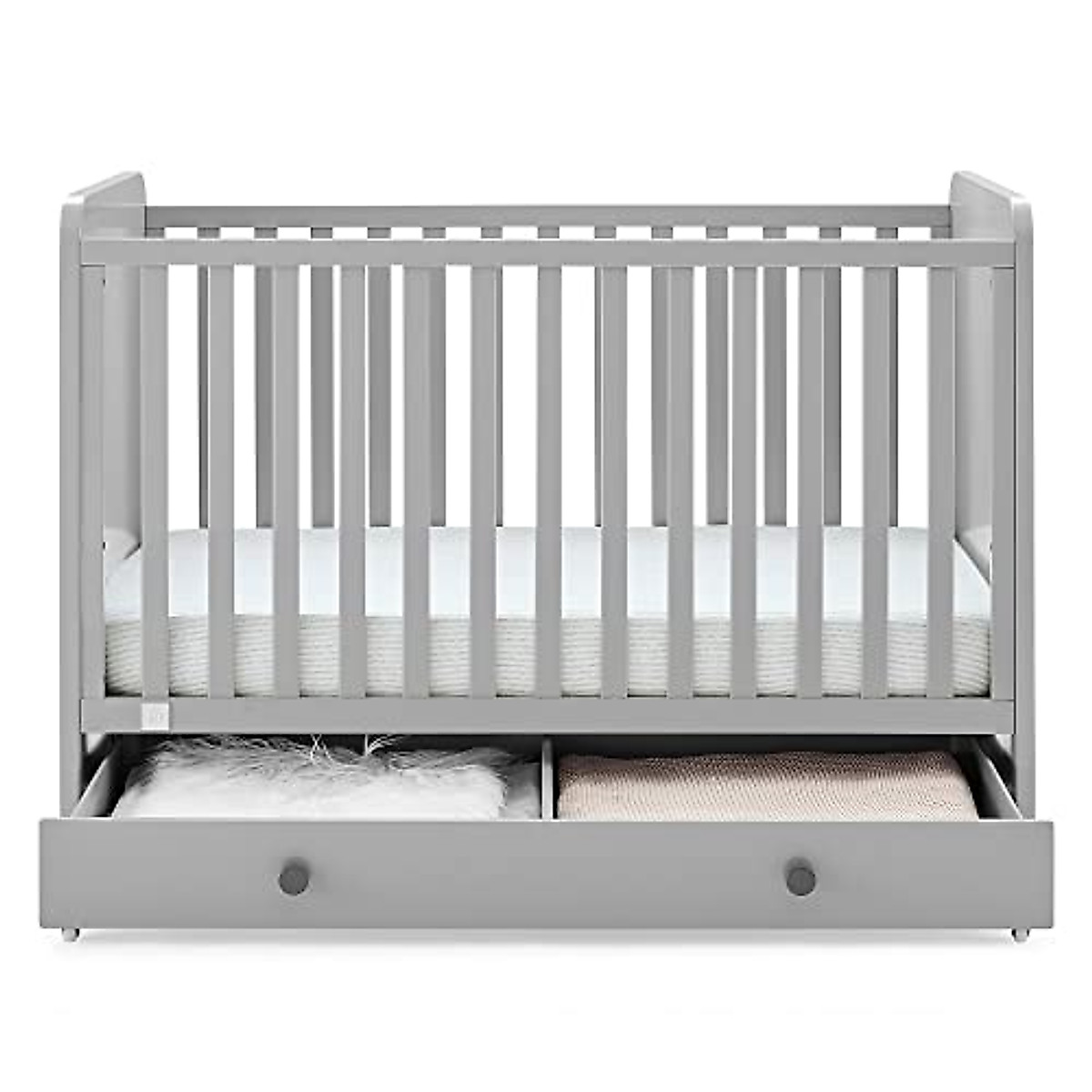 babyGap by Delta Children Graham 4-in-1 Convertible Crib with Storage Drawer TrueSleep Crib and Toddler Mattress (Bundle), Grey/Dark Grey
