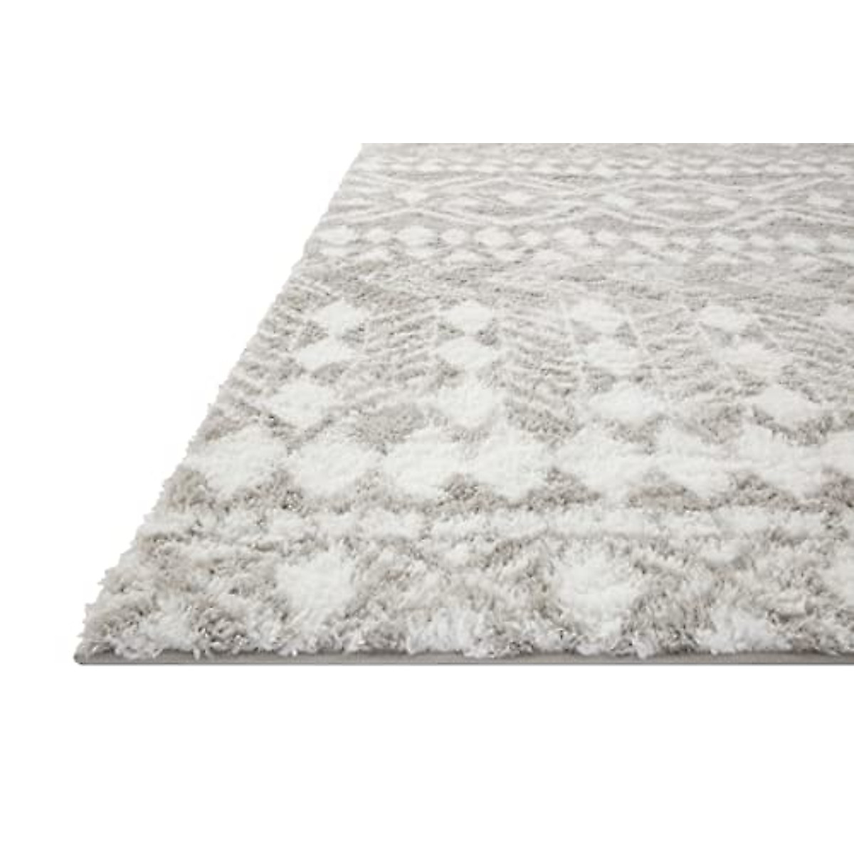 Loloi II Bliss Shag Grey/White 5'-3" x 7'-6" Area Rug