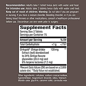 Nature's Way Ginkgold Max Extract for Mental Sharpness, Cognitive and Memory Support*, 150 Tablets