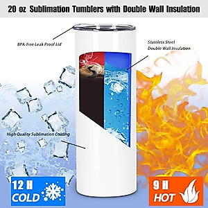 Tswofia 20 oz Stainless Steel Insulated Straight Sublimation Tumblers, 24 Pack, White, Skinny, Modern, Reusable, Perfect for Home and Travel