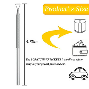 Metal Lottery Scratcher, Scrigit Scraper Tool, Lotto Scratcher Label Scraper for Lottery Ticket, Ticket Roll, Scratch Off The Hard to Remove Pin Numbers on Present Cards and As a Secret Present