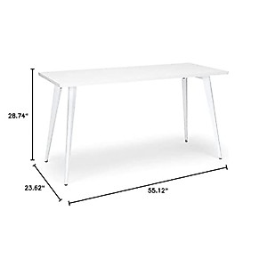 HON Basyx Commercial-Grade Executive Desk, Angled Metal Legs, 55", White
