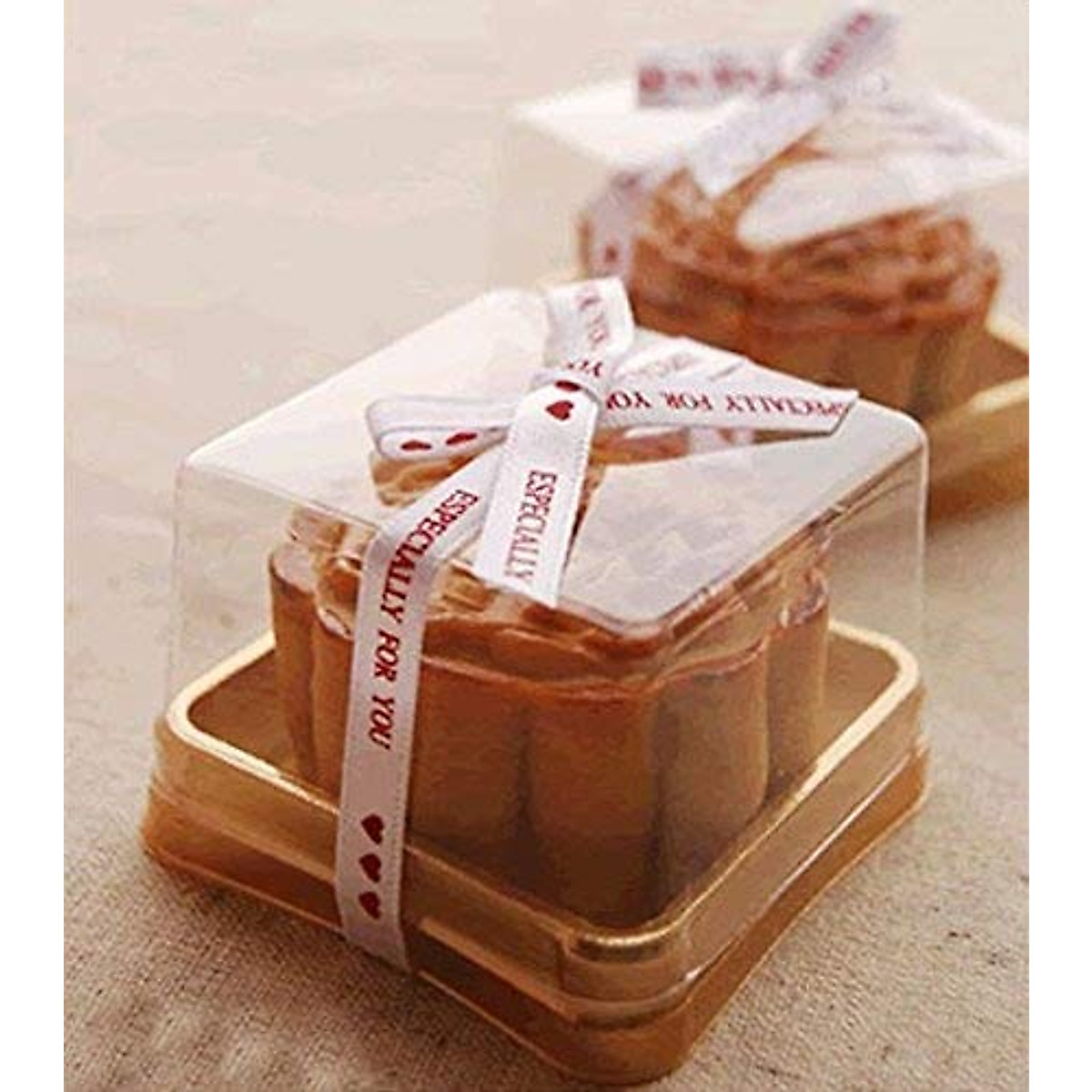 50 Pack Gold bottom Clear cover plastic mini cake box - muffin box - moon cake box - mung bean cake snow Mei Niang box（bottom 2 1/4 Inch X high 1-1/2 Inch）