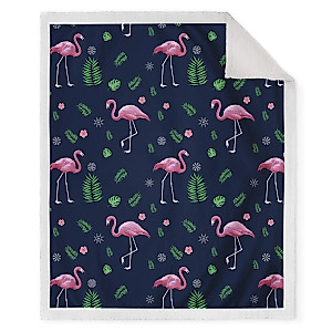 Jekeno Flamingo Sherpa Blanket Comfort Warm Throw Blanket for Kids Boy Couch Bed Sofa 50"x60"