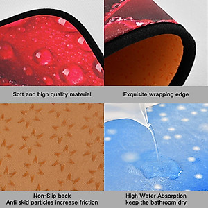 Kigai [2 PCS Red Roses Anti Fatigue Mats for Kitchen Floor Non-Slip Waterpoof Kitchen Rugs Soft and Cushioned Kitchen Mats for Standing, Floor, Office, Laundry, Sink