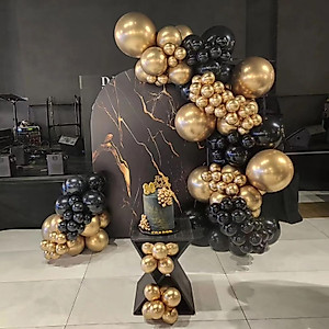 Black and Gold Balloons, 124pcs Black and Gold Balloons Garland Arch Kit for Birthday, Graduation, New Year, Anniversary Party Decorations