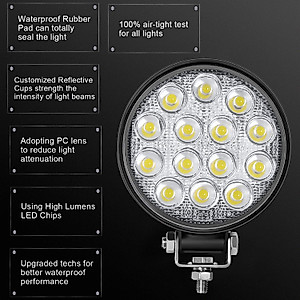 Zmoon Led Round Light Bar 2PCS 4.5" 140w 14000LM Flood Light Pod Off Road Fog Driving Roof Bar Bumper for Jeep,SUV Truck, Hunters