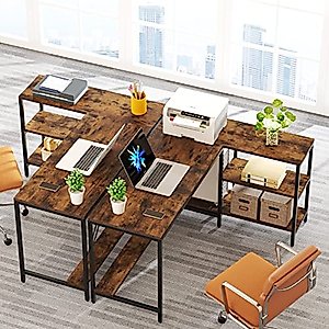 Tribesigns L Shaped Desk with Storage Shelves, Reversible Computer Desk Gaming Desk for Home Office Workstation, Rustic Brown