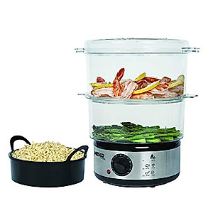 Nesco ST-25F, Food Steamer, 5 quart, 400 watts, Black/Clear