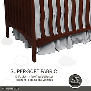 Tadpoles Dust Ruffle Crib Skirt | 28" x 52" with a 14" Drop | Made of 100% Softly Brushed Microfiber Polyester | Easy to Care for | Soft, Smooth, Breathable & Durable | Ideal for Babies | Grey