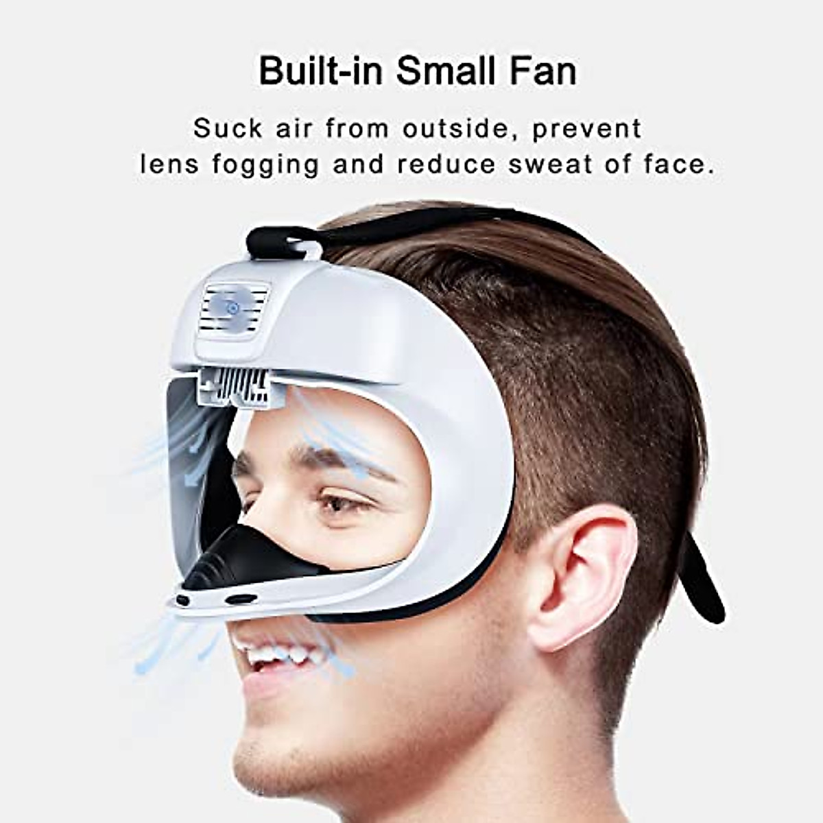 VR Face Cover with Soft Leather Pad for Oculus/Meta Quest 2 Accessories, Facial Interface with Cooling Fan to Relieve Lens Fogging and Hot Air White