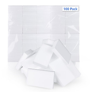 JOYENERGY Magic Sponge Eraser, 100 Pack Melamine Sponges Foam Pads in Bulk, Multi-Functional Household Cleaning Sponges Eraser for Kitchen, Furniture, Bathroom, Sink, Household Cleaning