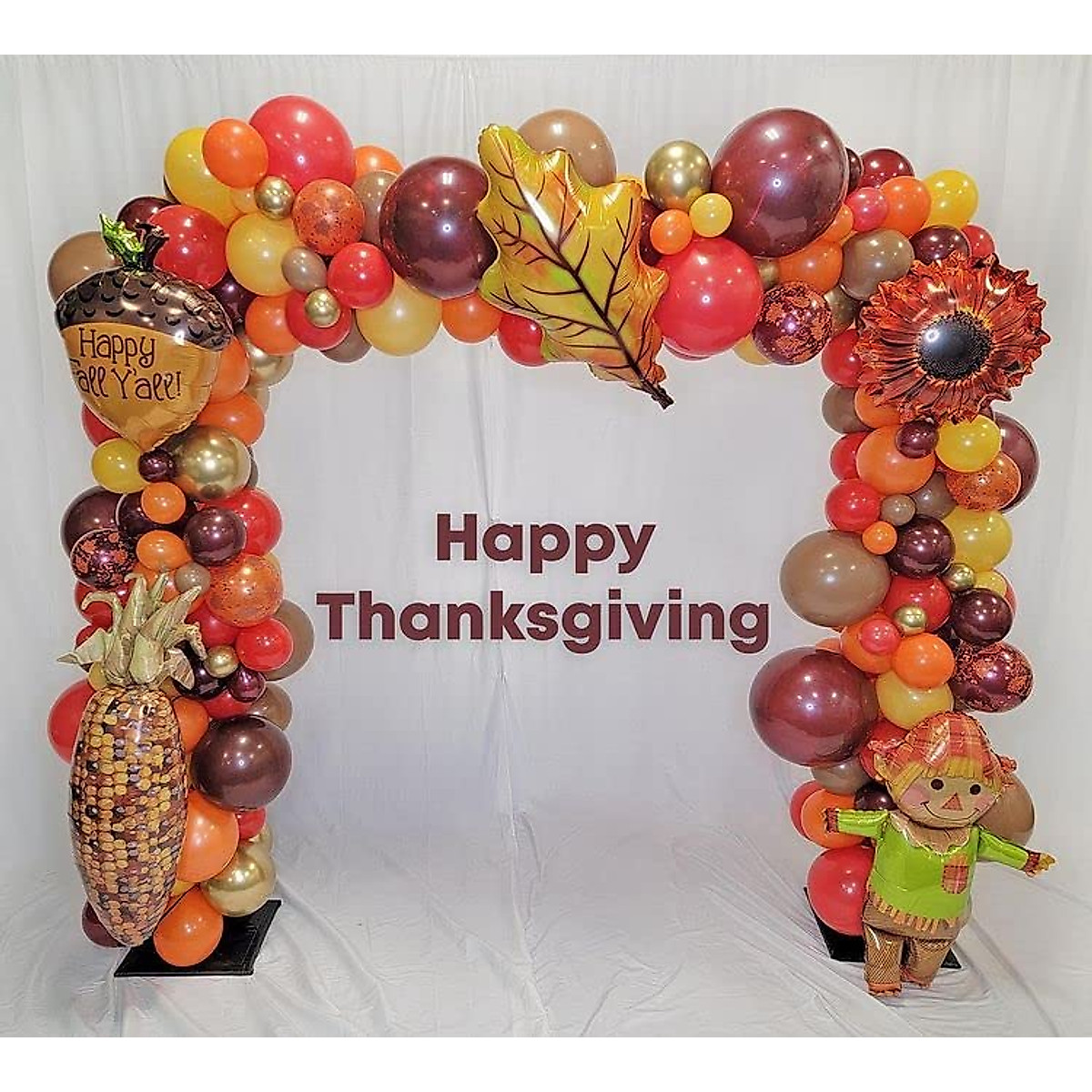 141Pcs Fall Balloon Arch Garland Kit-with Burnt Orange Burgundy Brown Yellow Gold Balloons Maple Leaves for Thanksgiving Friendsgiving Autumn Party Supplies Birthday Baby Shower Decorations