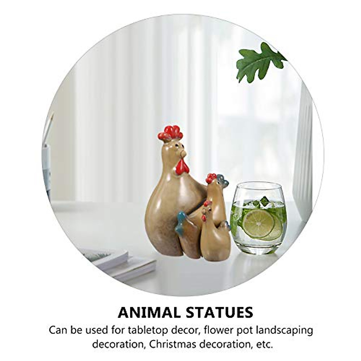 BESPORTBLE Ceramic Rooster Figurines Chicken Family Garden Statue Farm Animal Sculpture Porcelain Modern Animal Decoration for Home Office