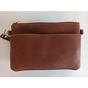 Piel Leather Shoulder Bag Wristlet, Saddle, One Size