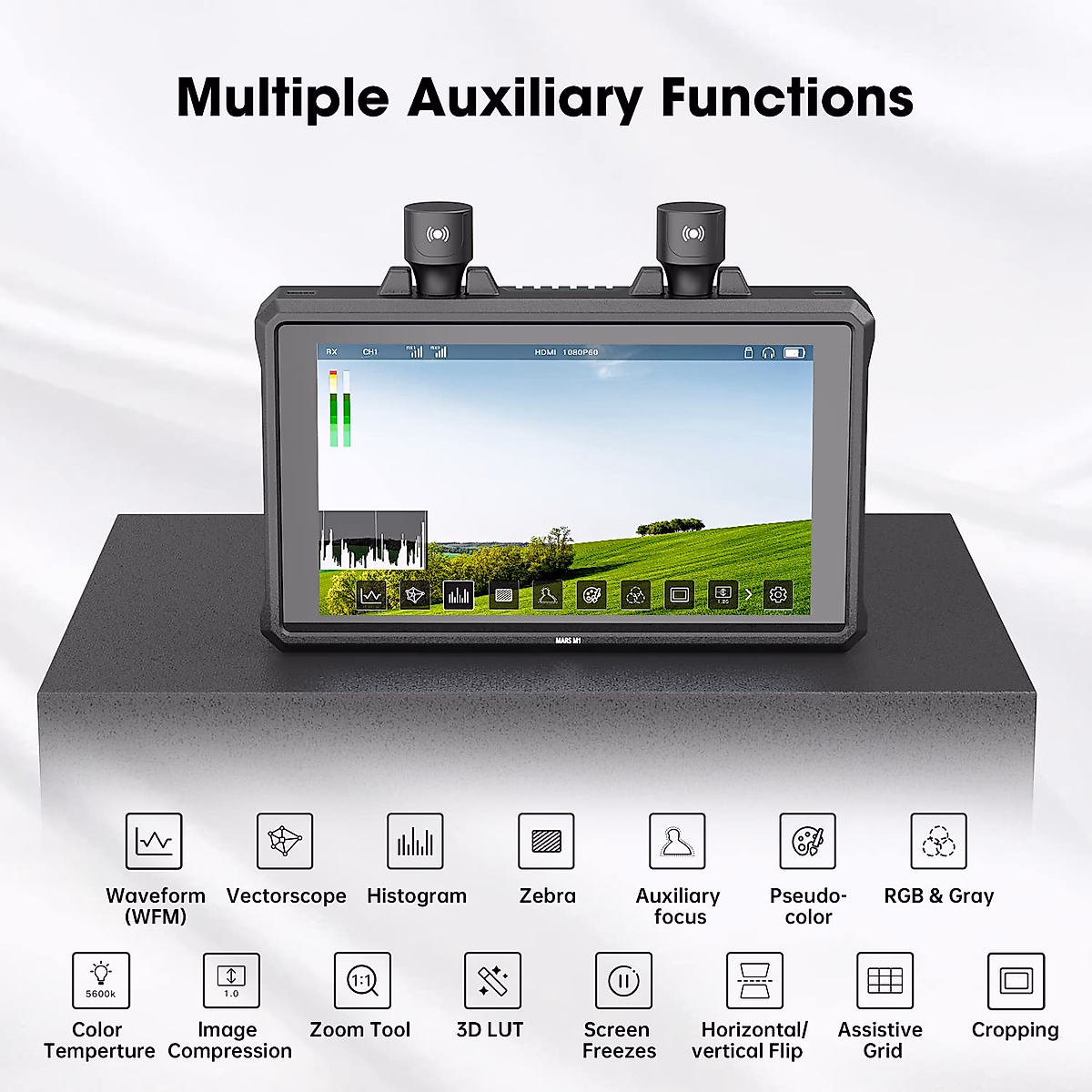 Hollyland Mars M1 [Official] 5.5” Camera Field Monitor Video Transmitter Receiver HDMI SDI Transmission System, 1000nit 3D LUT LCD Touch, 450FT Range 0.08s Latency, 2 Set