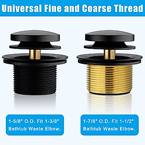 HANEBATH Matte Black Tub Drain Kit, Brass Tip-Toe Bathtub Drain Trim Set and Two-Hole Overflow Cover