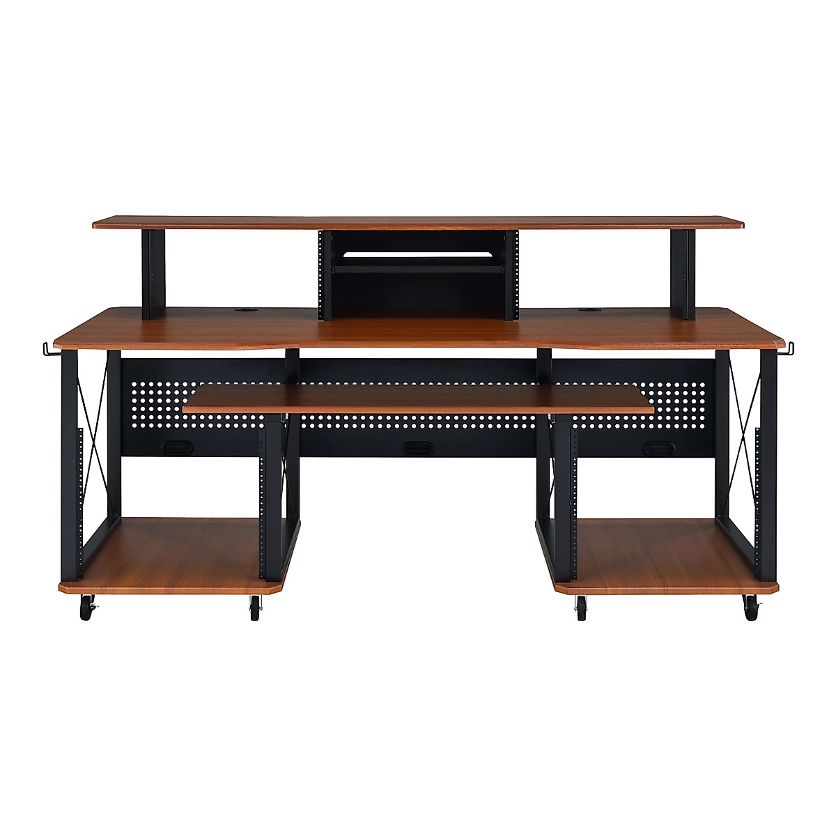 Acme Furniture Metal and Wooden Music Desk with Wheels, Cherry and Black