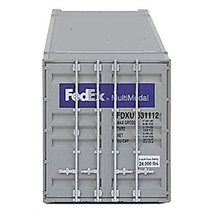 Walthers SceneMaster HO Scale Model of FedEx MultiModal (Gray, Purple) 53' Singamas Corrugated Side Container,949-8504