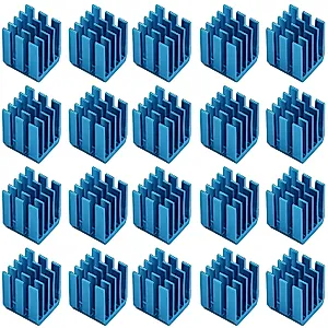 Easycargo 30pcs 3D Printer Heatsink Kit + 3M 8810 Thermal Adhesive Tape, Anodized Aluminum Heatsink 3D Printer Cooler for Cooling TMC2130 TMC2100 A4988 DRV8825 TMC2208 Stepper Motor Driver Module