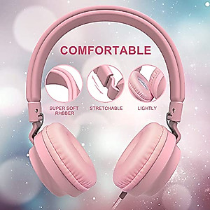 MIDOLA Kids Headphone Wired Over Ear Foldable Noise Protection Light Stereo Headset with Inline Cable AUX 3.5mm Mic for Young Boy Girl Child Travel School Pad Notebook Laptop Tablet Blue
