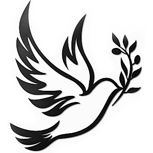 Vivegate Dove of Peace Olive Branch Metal Wall Art – Olive Branches Peace Black Outline White Dove Metal Wall Decor (Large - 15"X13", Dove)