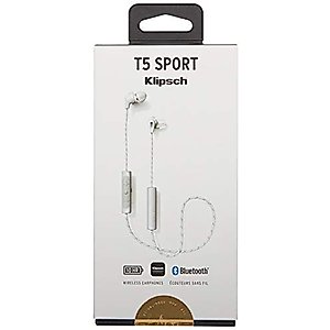 Klipsch T5 Sport Headphones (White), 3.1 x 2.4 x 1.2 Inches