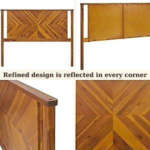 Bme Vivian Headboard ONLY, Rustic & Scandinavian Style with Solid Acacia Wood, Easy Assembly, Queen, Rustic Golden Brown
