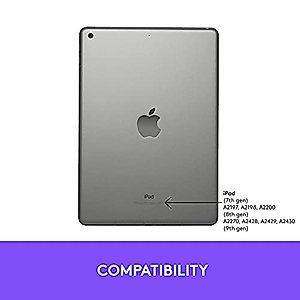 Logitech iPad (7th, 8th and 9th generation) Keyboard Case | Slim Folio with integrated wireless keyboard (Graphite), 7.3" x 10.1" x 0.9"