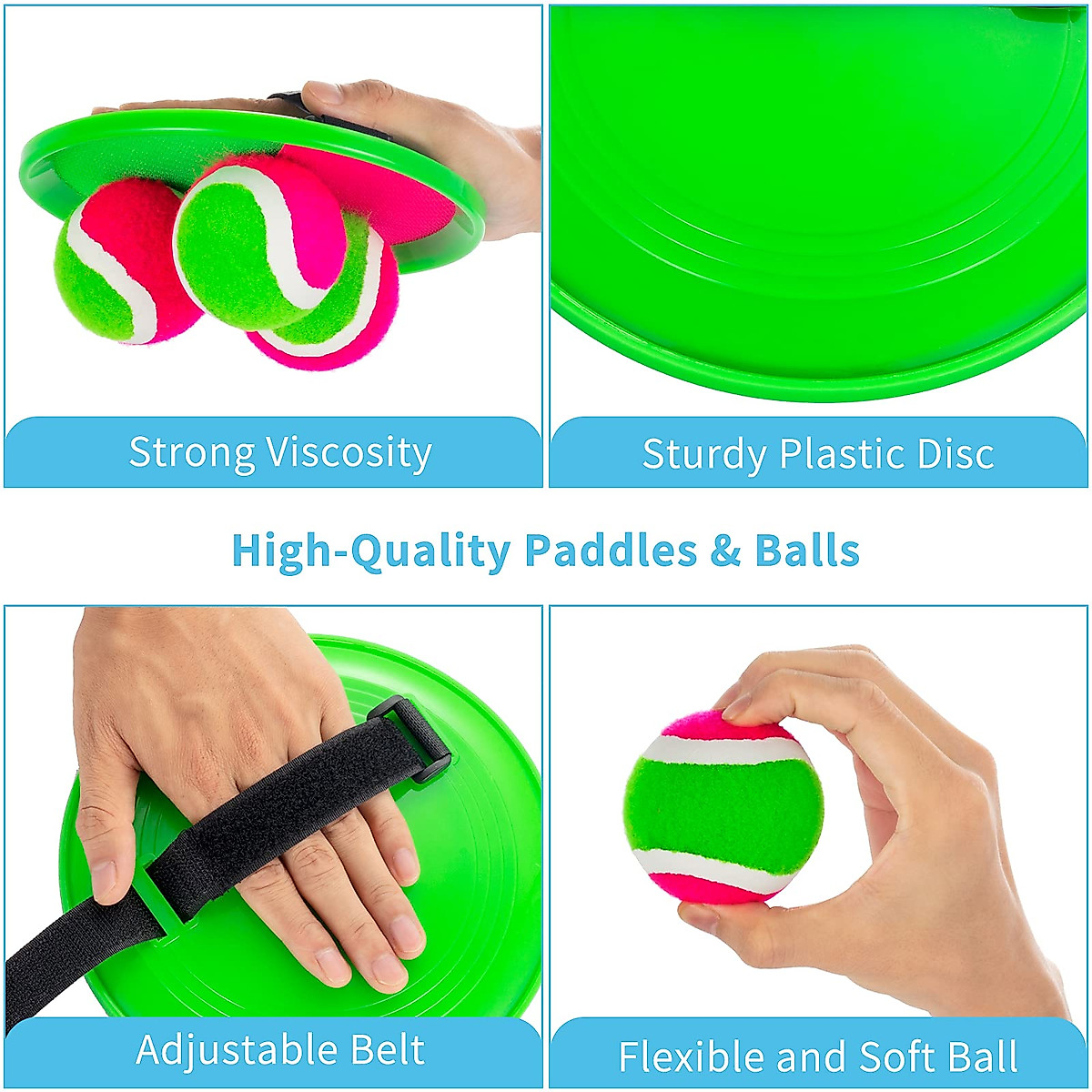 Kids Outdoor Toys, Beach Toys Toss and Catch Ball Set, Outside Yard Games for Kids with 6 Paddles 3 Balls Paddle Game Set Playground Sets for Backyard Sports Outdoor Games for Adults and Family