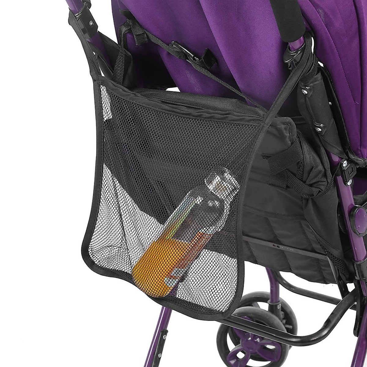 4Pcs Baby Stroller Bag,Oxford Hanging Mesh Stroller Bags Net Organizer 11.8"x12.5"(Black)