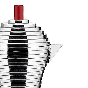 Alessi MDL02/3 R Pulcina Stove Top Espresso 3 Cup Coffee Maker in Aluminum Casting Handle And Knob in Pa, Red