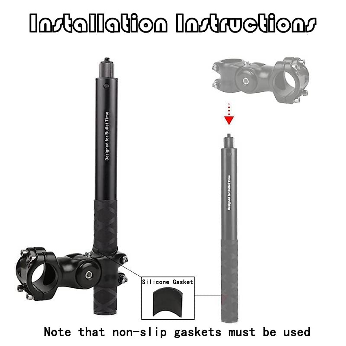 usmallbee Motorcycle Handlebar Camera Mount for Invisible Selfie Stick for Insta360 ONE X3,X2,X,RS,R Bike Bicycle Tracking Shooting Sports Camera Bracket (Without Selfie Stick)