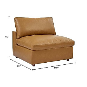 Modway Commix Modular Sofa, Reclining Sectional, Tan Vegan Leather