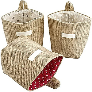 HYDDNice 9PCS Wall Hanging Storage Bags Mini Cotton Linen Storage Basket Foldable Organizer Box Decorative Hanging Bag