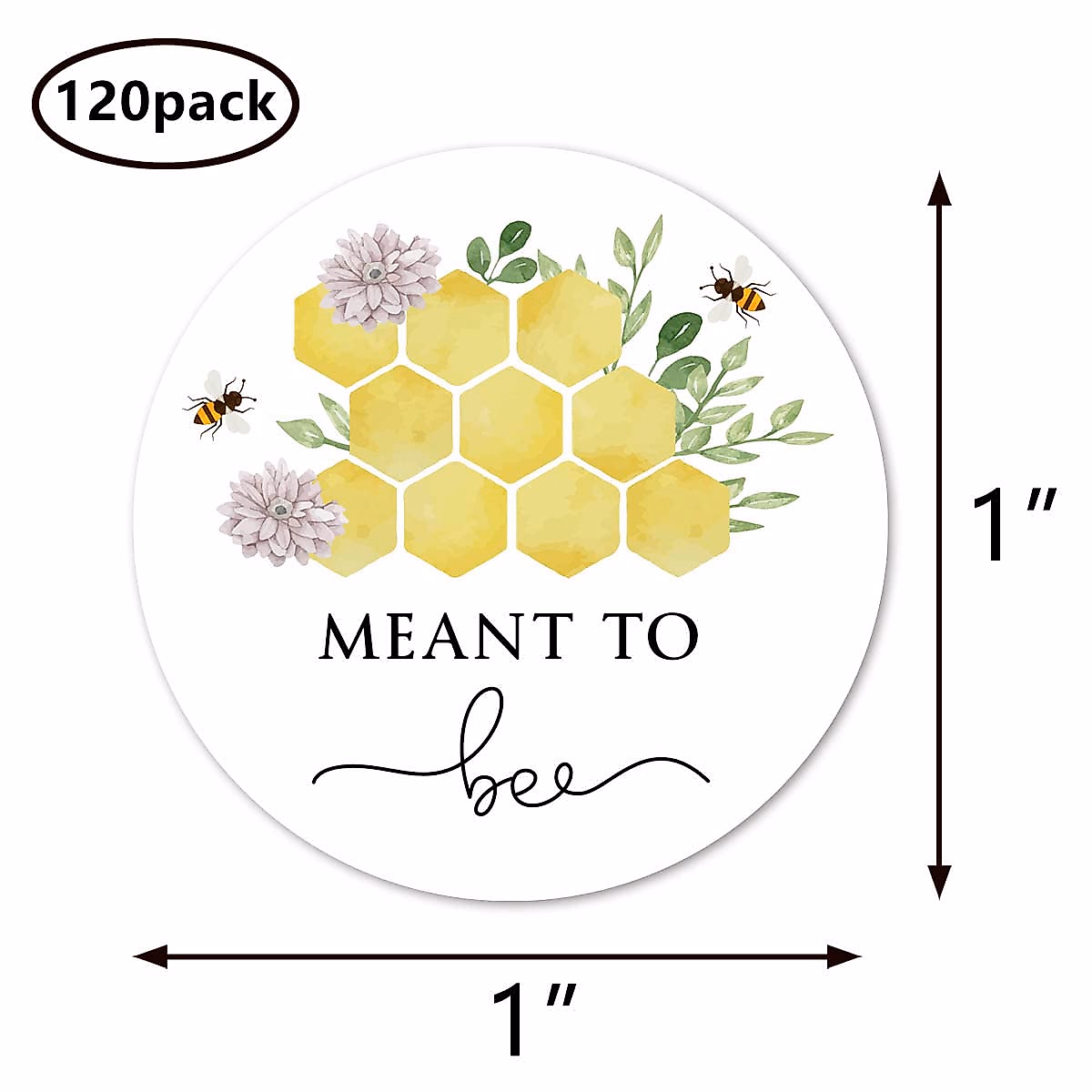 Bee Meant to Bee Stickers, 1 Inch Mint to Be Wedding Party Favor Sticker Labels, 120-Pack