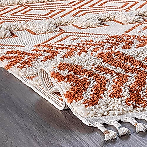 nuLOOM Zuri Shaggy Banded Tribal Area Rug, 8' x 10', Rust