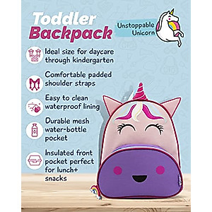 JOY2B Toddler Backpack for Girls and Boys - Unicorn Backpack for Girls and Boys - Kids Backpack for School Camp Travel - Preschool Backpack with Water Bottle Holder - Unstoppable Unicorn