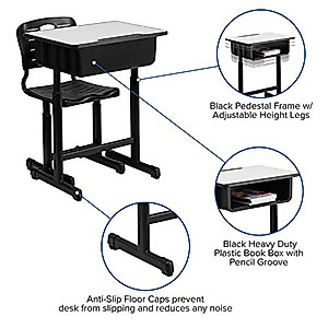 Flash Furniture Open Front Student Desk and Chair Set, 3 Pack, Grey