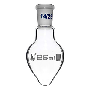 EISCO Boiling Flask, 10ml - 14/23 Interchangeable Joint Borosilicate Glass, Pear Shape Short Neck- Eisco Labs