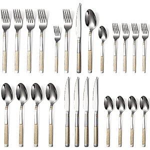 20-Piece Silverware Set Stainless Steel Flatware Set for 4 Kitchen Utensil Cutlery Sets Includes Forks Spoons Knives for Home Restaurant Hotel