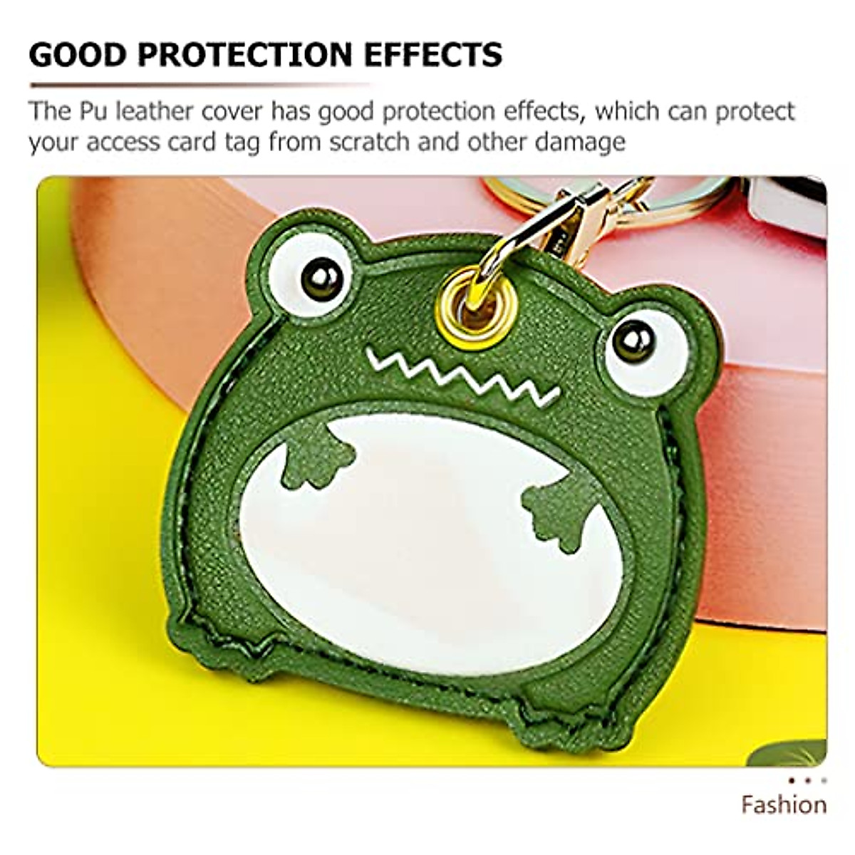 Generic Frog Keychain Frog Keychain Compatible for AirTag Keychain:Leather Tracker Cover Cute Cartoon Frog Shaped Air-Tag Holder Anti-Lost Tracker Shell for Women Key Fob Keychain Key Fob Keychain