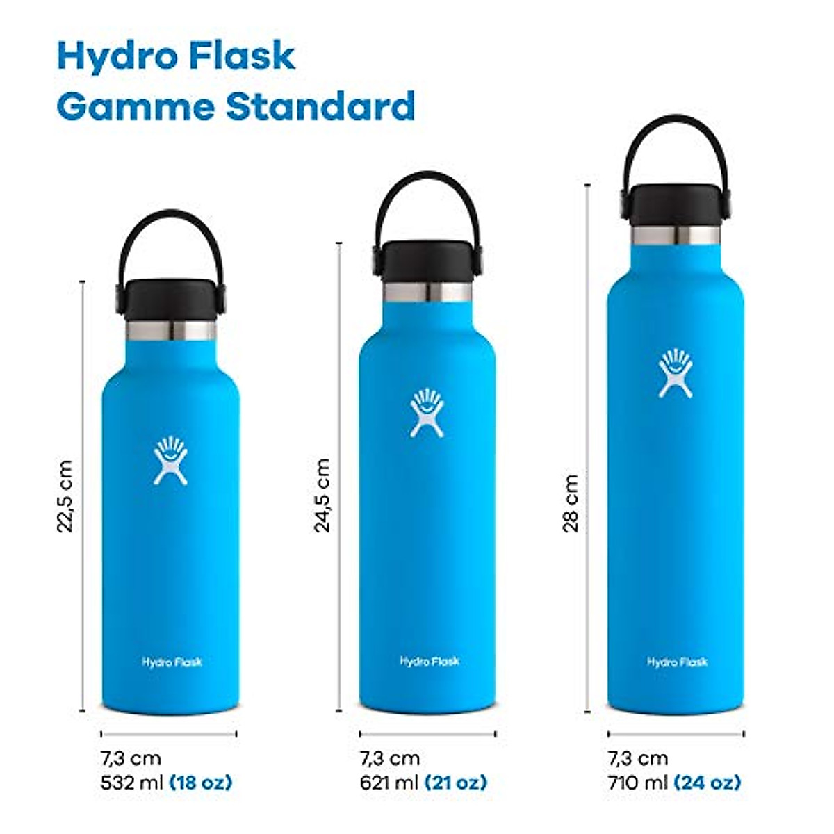 Hydro Flask 18 oz. Water Bottle - Stainless Steel, Reusable, Vacuum Insulated with Standard Mouth Flex Lid
