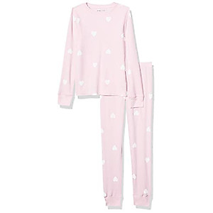 Amazon Essentials Toddler Girls' Thermal Long Underwear Set, Light Pink Hearts, 4T