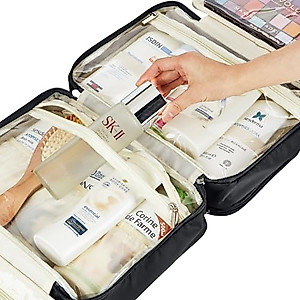 FINDCOZY Toiletry Bag Travel Bag with Hanging Hook, Cosmetic Bag, Travel Makeup Organizer for Women, Black