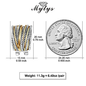 Mytys Two Tone Earrings for Women Gold and Silver Rose Gold Crossover Half Hoop Statement Designer Stud Earrings (style 1)