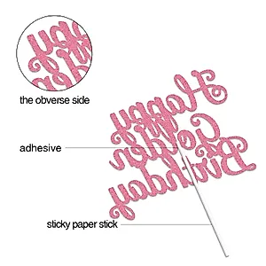 Happy Golden Birthday Cake Topper Rose Gold Glitter 14th 16th 18th 30th 50th 60th Birthday Anniversary Party Supplies for Kids Adults Birthday Party Decorations